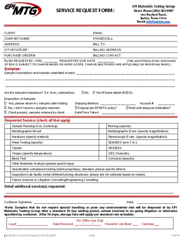 Service-Request-Form-600 - Ethos Engineering and Testing